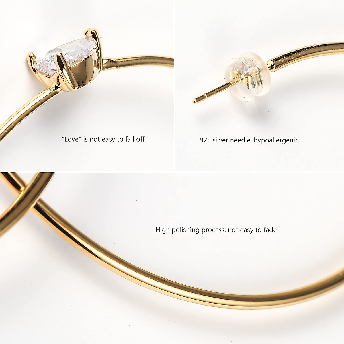 InzheG Gold Hoop Earrings 14K Gold Plated Stainless Steel Hoop Earrings With 925 Silver Needle Elegant Tube Hoop Earrings for Women