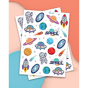 xo, Fetti Space + Planets Temporary Tattoos for Kids - 46 Glitter styles | Alien Birthday Party Supplies, Astronaut Favors + Rocketship Decorations