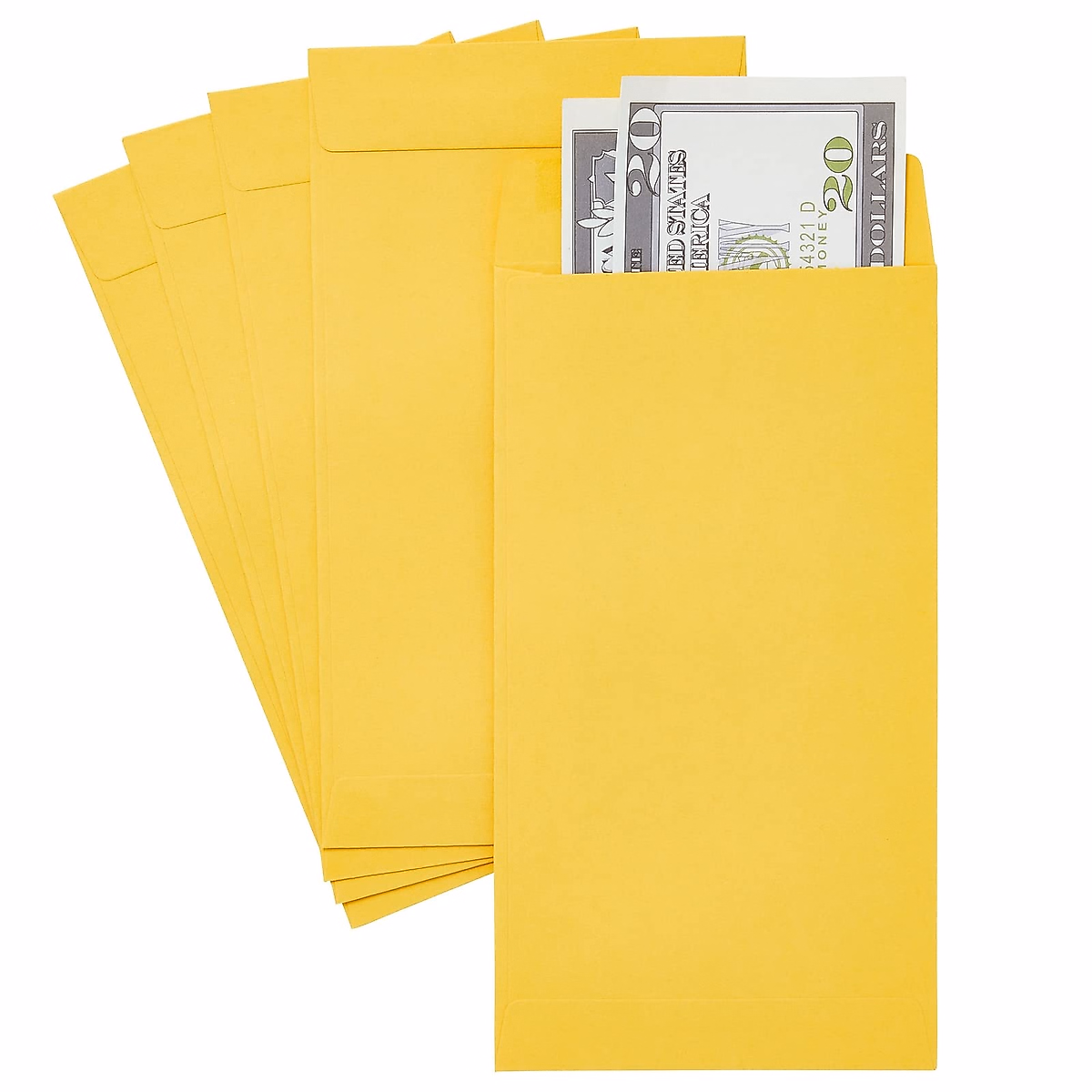Okuna Outpost Money Envelopes for Cash, Payroll, Money Saving, Coins, Currency, 100GSM, Yellow (4 x 7 Inch) - 100 Pack