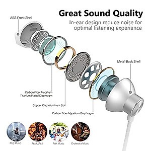 Dixvuk Metal Earbuds Wired with Microphone, Noise Isolating in-Ear Headphones, Earphone Fits 3.5mm Interface for iPad,Mp3/Mp4, Apple iPhone, Android Smartphones (Silver)