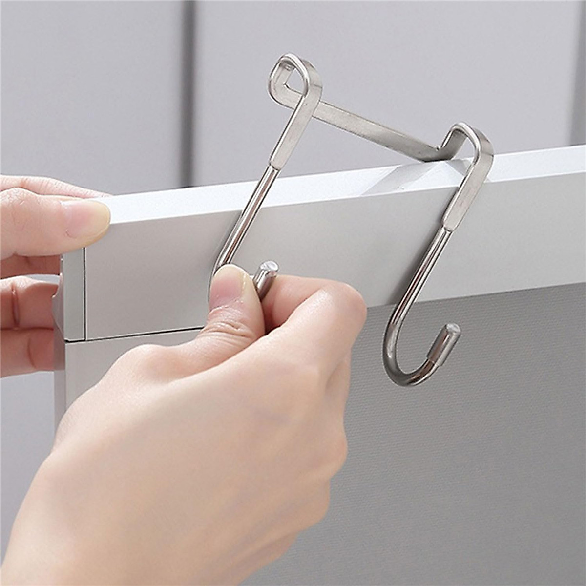 DEALSCHIC Over The Door Hooks, 4 Pack Shower Hooks Towel Hanger for Glass Door, Towel Hooks for Kitchen Bathroom Cabinets Cupboards, Stainless Steel Utility Hooks Fitting Wide and Thin Doors (White)