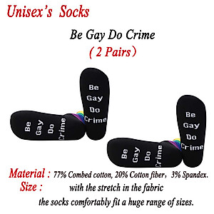 JXGZSO 2 Pairs Gay Pride Rainbow Socks LGBTQ Pride Flag Be Gay Do Crime Rainbow Socks Pride Gifts Lesbian Pride