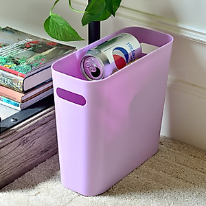 Youngever 1.5 Gallon Slim Trash Can, Plastic Garbage Container Bin, Small Trash Bin with Handles for Home Office, Living Room, Study Room, Kitchen, Bathroom (1 Pack Purple)