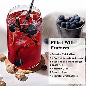 50 Pack Drinking Glasses 16oz Can Shaped Glass Cups Beer Glasses Tumbler Cup Can Shaped Glass Tumbler Iced Coffee Glasses Ideal for Cocktail, Whiskey, Wine, Soda, Clear Water