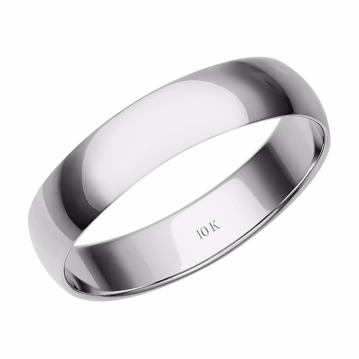 Women's 4MM Solid Gold Rings – Classic, Lightweight 10K White Gold Jewelry; Durable Plain Wedding Band for Women; Comfortable, Well-Polished Womens Wedding Bands, Size 7.5, by Brilliant Expressions