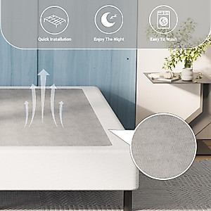 Daqutic Full Size Box Spring, Box Spring Full Size Bed, 6 Inch Height Full Box Spring with Cover, Easy Assembly/Noise Free/Heavy Duty/Mattress Foundation