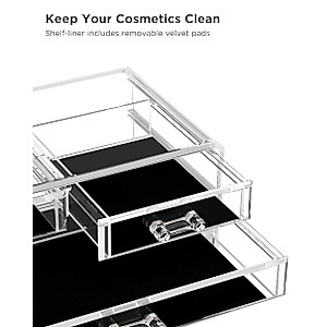 HBlife Acrylic Clear Dustproof Makeup Storage Organizer Drawers Large Skin Care Cosmetic Display Cases for Bathroom Stackable Storage Box with 6 Drawers for Vanity (Clear)