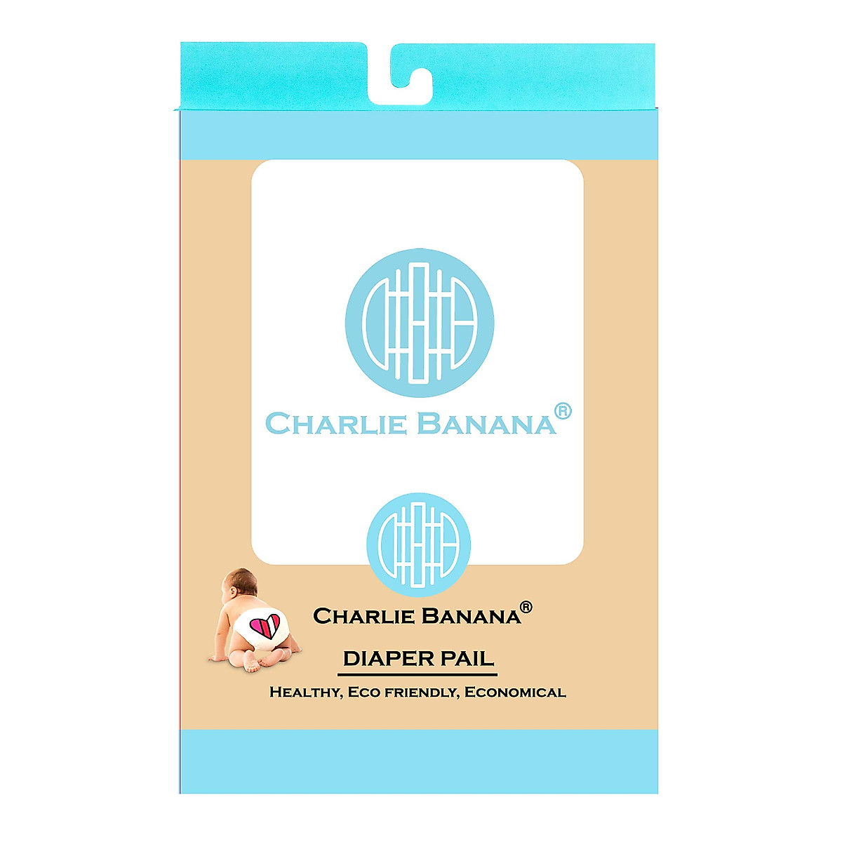 Charlie Banana Baby Waterproof Reusable and Washable Hanging Diaper Pail and Laundry Bag, White, 1 Count