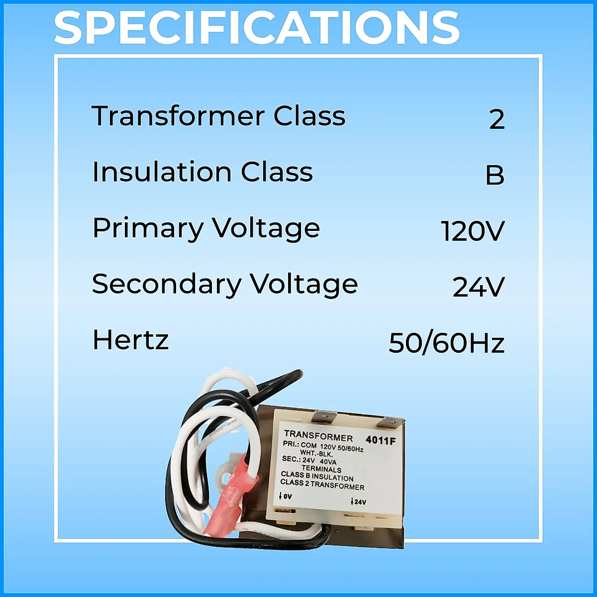 4011F Transformer 24V, 50/60 Hz, compatible with Ring, Ring 2, Ring Pro, Nest Skybell, and Enfy Doorbells. Nest, Ecobee, and Sensi Smart Thermostat