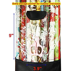 Freegrace Gift Wrap Organizer | Large 9" x 40.9" Wrapping Paper Rolls Storage Bag | Tearproof & Space Saving Under Bed Gift Bag Organization (Black)