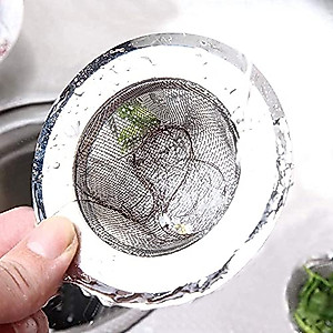 2 Pcs Stainless Steel Kitchen Mesh Silver Sink Strainer Large Wide Rim 4.5" Diameter,Perfect for Kitchen Sinks