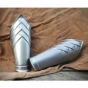 Active Industries Medieval Bracers Fully Functional Arm Guard for Cosplay, Role-Play, Costume Armour Handmade Set Armor Leather Steel Costume, Silver, 10 - 12 Inch Adult Size