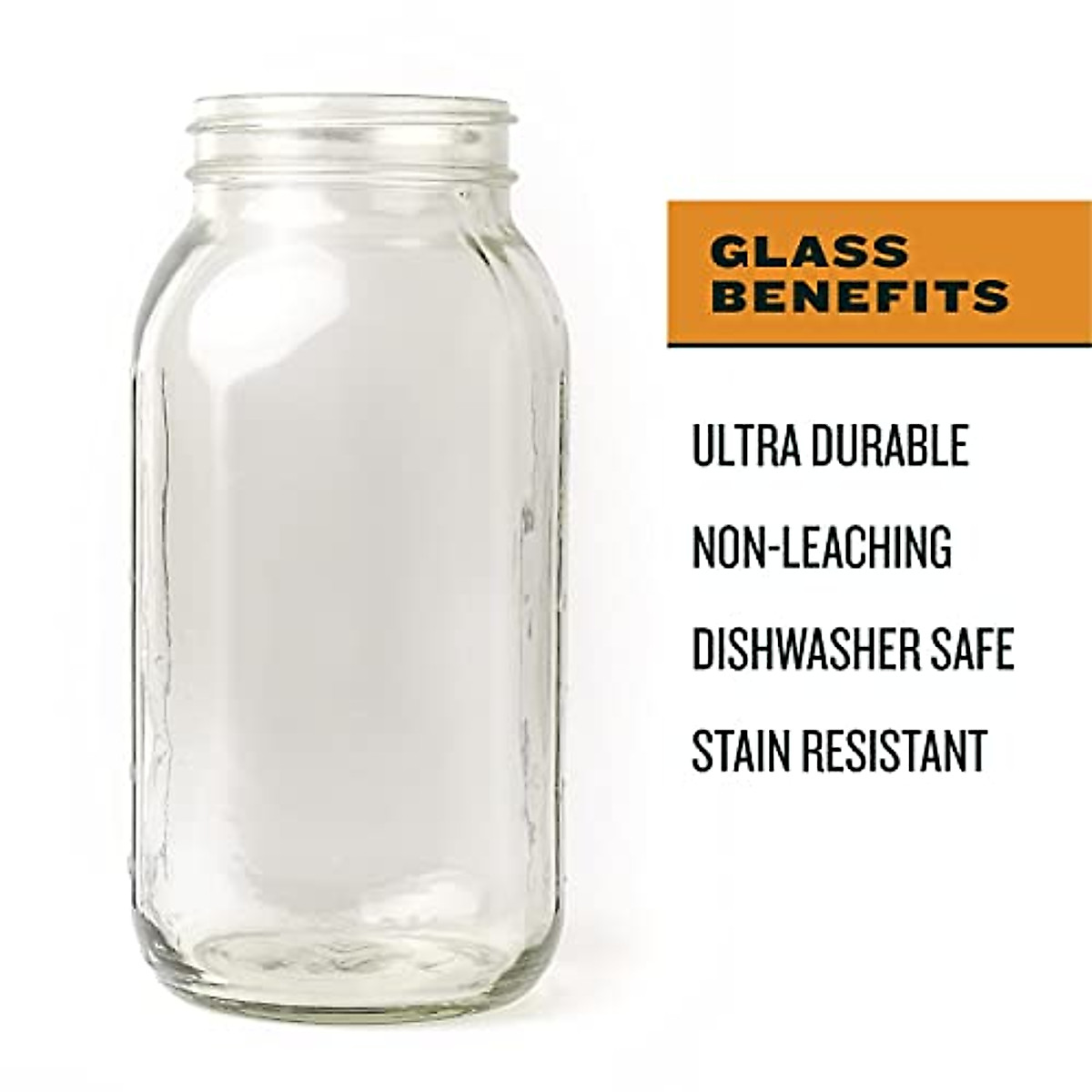 County Line Kitchen - Cold Brew Mason Jar iced Coffee Maker, Durable Glass, Heavy Duty Stainless Steel Filter, Flip Cap Lid - 64 oz (2 Quart / 1.9 Liter), With Handle