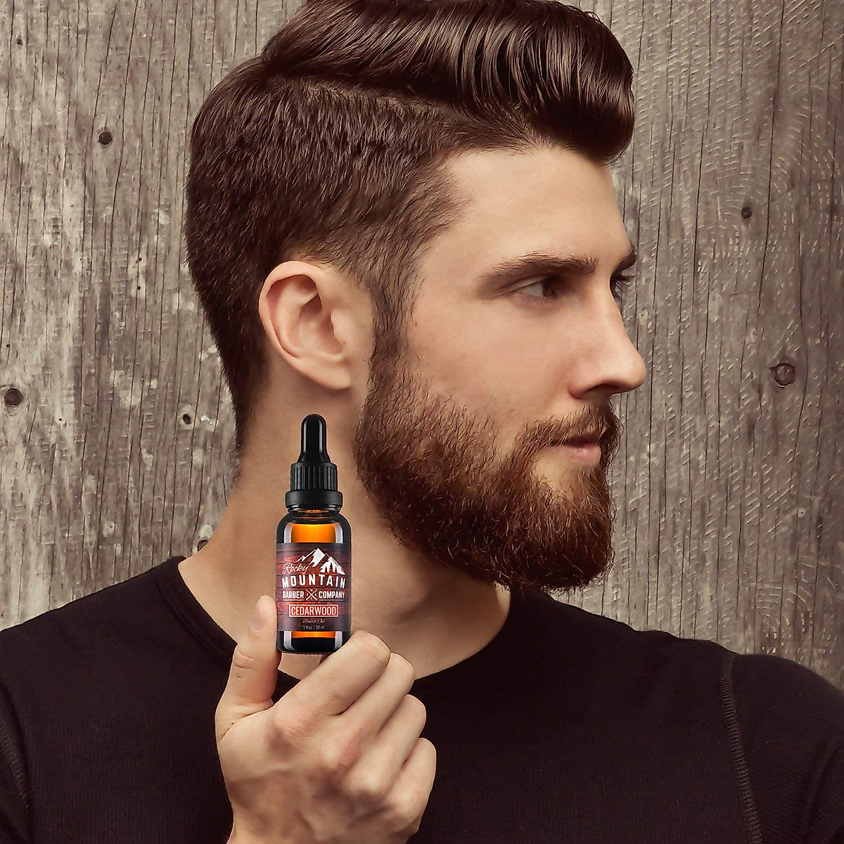 Rocky Mountain Barber Company Men’s Cedarwood Beard Oil - Featuring Grapeseed Oil, Coconut Oil, Argan Oil and Real Cedarwood Essential Oil