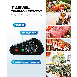 Tymyp Chest Freezer Deep Freezer 5.0 Cu.Ft Freezer Black Free-Standing Top Door Freezer Adjustable 7 Thermostat and Removable Basket Open Deep Freezer Energy Saving Garage Basement Apartment Kitchen