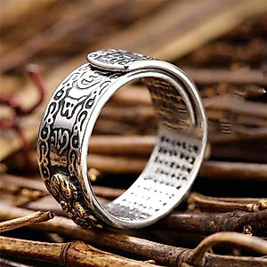 TOWELL Adjustable FENG Shui PIXIU MANI Mantra Protection Wealth Ring