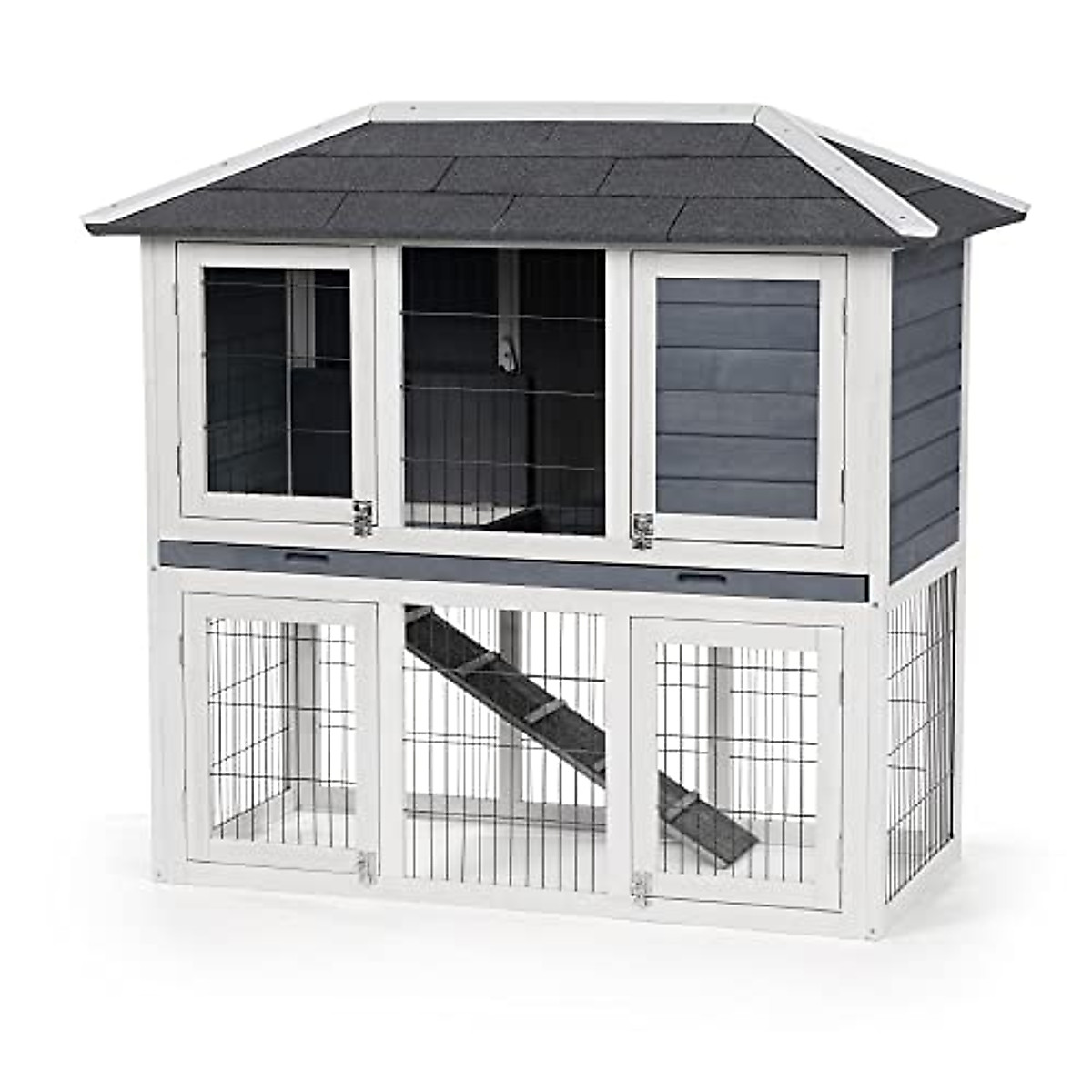 Prevue Pet Products 4601 Duplex Rabbit Hutch, Gray/White