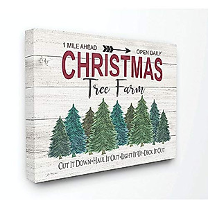 Stupell Industries Christmas Tree Farm Wood Texture Holiday Word Design Canvas, Multi-Color