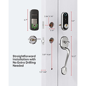 Keyless Entry Door Lock Handle: SMONET Smart Front Door Lock Set Alexa Deadbolt Locks Front Door Handle Bluetooth Electronic Digital Keypad Lock with APP Voice Control Keyfob Auto Lock for Home