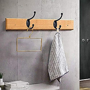 ZEYU Wall Hooks, 10Pcs Coat Hooks Hardware Towel Hooks for Hanging Coats Double No Rust Black Robe Hooks Wall Mounted with Screws for Key, Towel, Bags, Cup, Hat