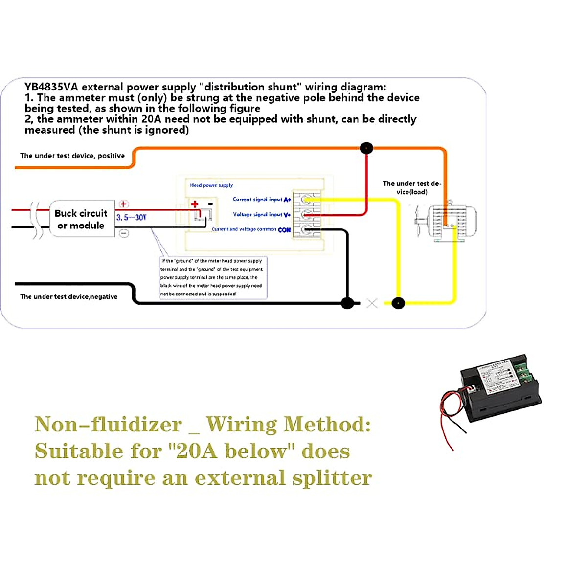 Heayzoki Volt Amp Meter, Digital Voltmeter Ammeter, Dual Display Integrated Voltage Ampere Meter DC 0~100V 20A, Voltage Amperage Tester