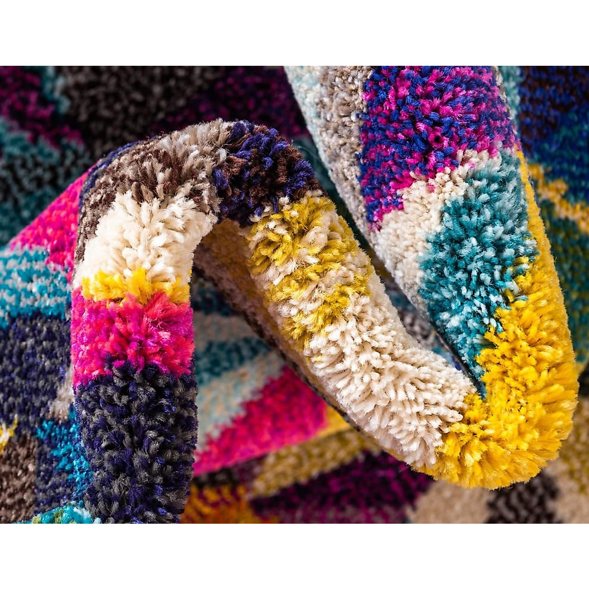 Unique Loom Estrella Collection Geometric, Triangles, Bright Colors, Abstract, Modern Area Rug, 9 ft x 12 ft, Multi/Beige