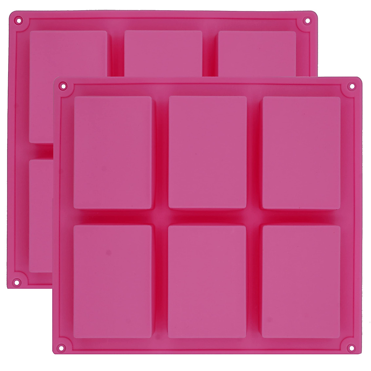 2PC Rectangular Oven Safe Silicone mold 6 Right-Sized Cavity multipurpose Tray for homemade Candle Crafting, Portion Chocolate/Lemon Bar, Ice Cube, Easy-Release, BPA-Free Food-Grade Dishwasher Safe