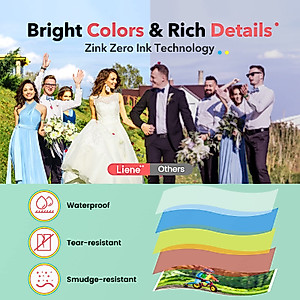 Liene Photo Printer, 2x3” Mini Instant Portable Photo Printer w/ 5 Zink Adhesive Paper, 5.0 Bluetooth, Compatible w/iOS & Android, Small Color Mono Picture Printer for iPhone, Smartphone, Green