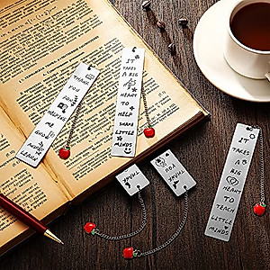 5 Pieces Teacher Bookmark Thank You Bookmark with Pendant Classic Graduation Teacher Bookmark Christmas Present for Teacher Graduation Present (Teaching is A Work Style)