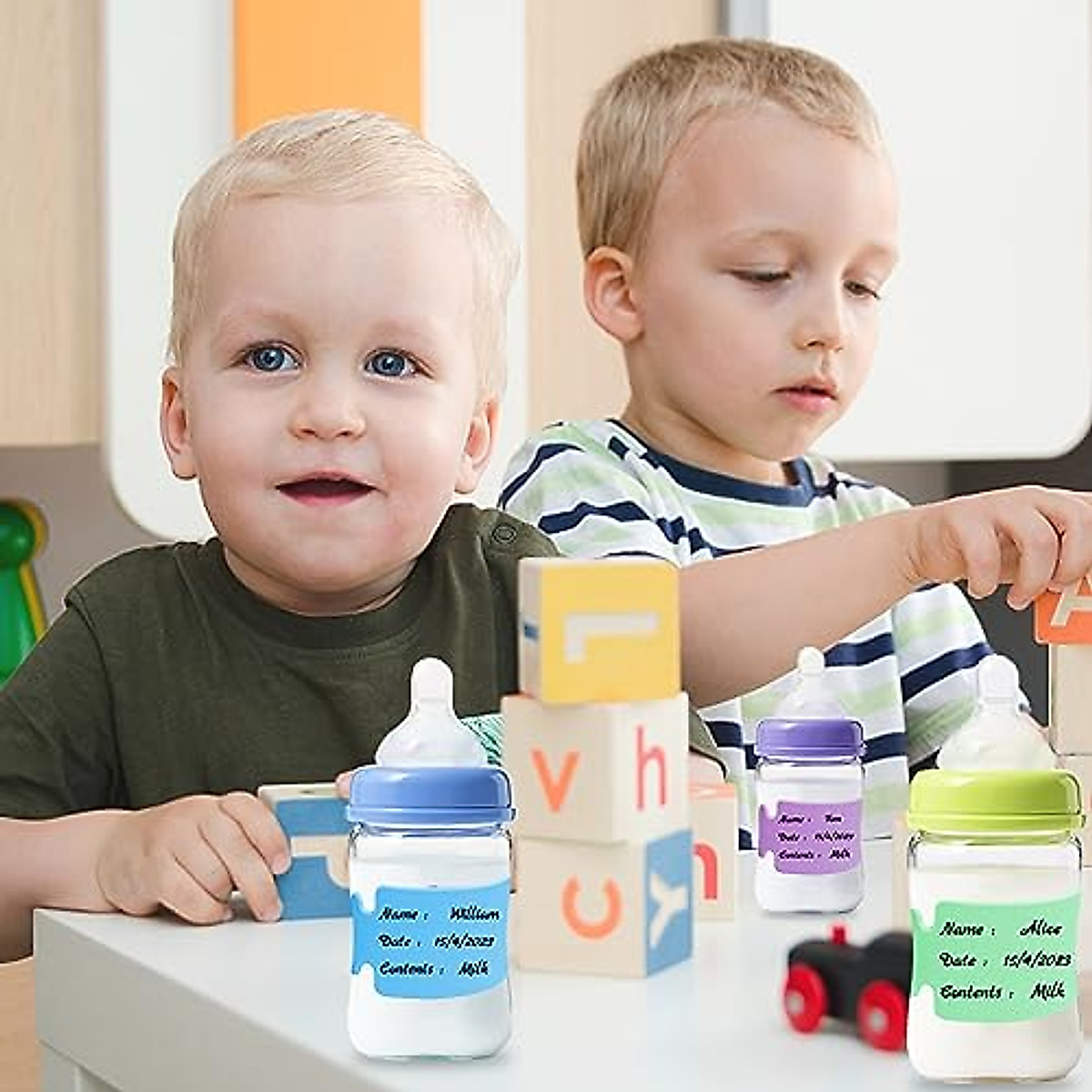 Newmemo Baby Bottle Labels - 12 PCS Reusable & Waterproof