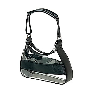 Clear Purse Stadium Approved, Black Accent Crossbody Handbag, Black Leather Jelly Bag