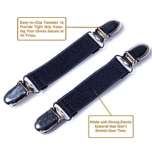 Senker Fashion 6 Pieces Elastic Glove and Mitten Clips for Kids and Baby, Extra Strong Stainless Steel Glove Clips