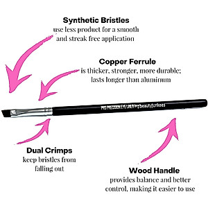 Thin Eyeliner Brush Winged Liner Brush - Beauty Junkees Precision Eyeliner Brush, Tightline Angled Eye Liner Brush for Eyes Makeup Applicator, Liquid, Cream, Powder, Cake, Eyebrow Cosmetics, Synthetic