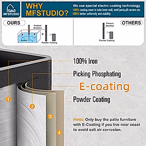 MFSTUDIO Black Metal Patio Stacking Chairs Wave Back Indoor Outdoor Dining Set Wrought Iron Chair with Arm, Set of 6