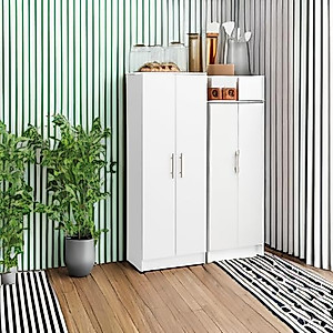 Prepac Elite 24" Storage Cabinet, White Storage Cabinet, Bathroom Cabinet, Pantry Cabinet with 3 Shelves 16" D x 24" W x 65" H, WES-2464