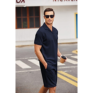 COOFANDY Men's Polo Shirt and Shorts Set 2 Piece Outfits Fashion Summer Tracksuits Short Sleeve Casual Polo Suit