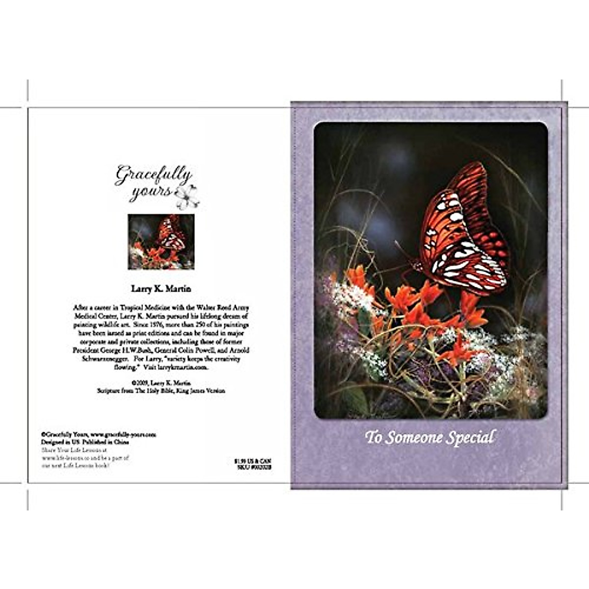 Gracefully Yours Blessed Birthday Greeting Cards Featuring Butterflies by Artist Larry Martin, 12, 4 Designs/3 Each with Scripture Message