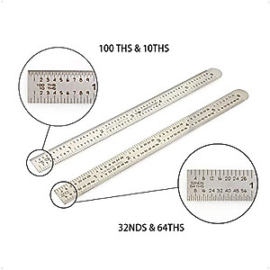 WeldingStop 6 in Machinist Ruler Scale 5R 10ths 1/100 1/32 1/64 Graduation Flexible Decimal Inch Steel Rule