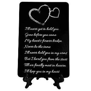 Miscarriage Gift Plaque: Loss of Baby, Sympathy Gift, Infant Loss Gift, Loss of Child Gift, Grief gifts for Women, 2 Hearts and Touching Poem