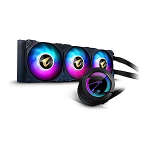 AORUS WATERFORCE 240 AIO Liquid CPU Cooler, 240mm Radiator with 2X 120mm Low Noise ARGB Fans, Rotatable ARGB Lighting Panel Design, Compatible with Intel LGA1700 (GP-AORUS WATERFORCE 240), Black