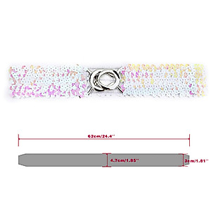 uxcell Lady Sequins Decor Metal Interlooking Buckles Elastic Waist Belt Fit Waist Girth:19.68"/50cm to 29.52"/75cm Black & Multicolor