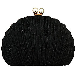 Gets Evening Clutch Bag for Women Glitter Evening Wedding Clutch Purses Vintage Banquet Handbag,with Chain (Black)