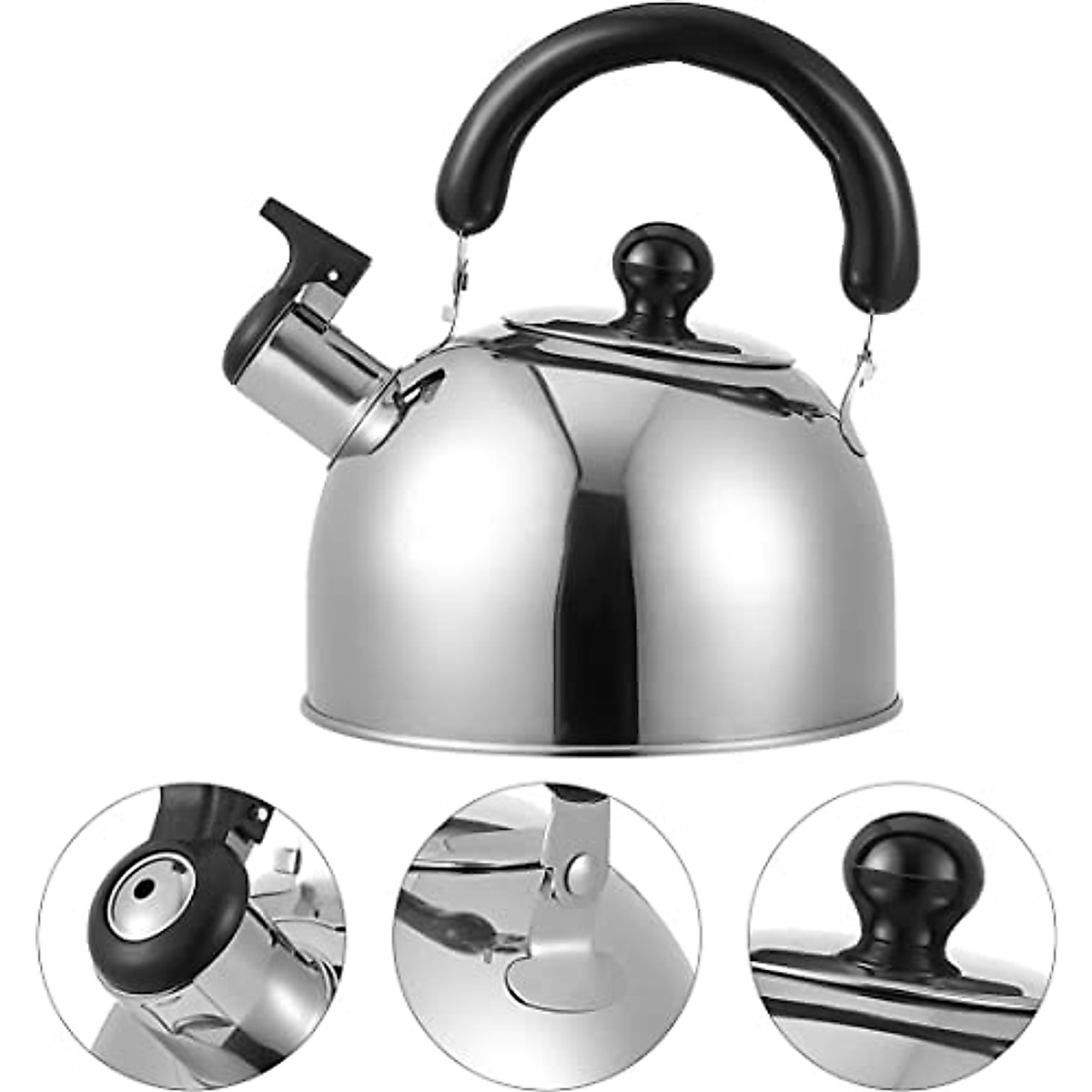 Whistling Tea Kettle Stainless Steel Whistling Teapot Water Kettle Boiling Kettle for Gas Stove Stovetop-red||2L