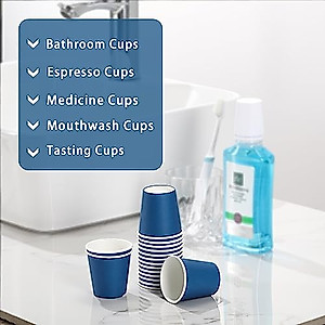 SIUQ 600 Pack 3 oz Paper Cups, Disposable Bathroom Cups, Small Mouthwash Cups, First Taste Cup Hot/Cold Beverage Drinking Cup for Party, Picnic, BBQ, Travel, and Communion (Navy Blue)