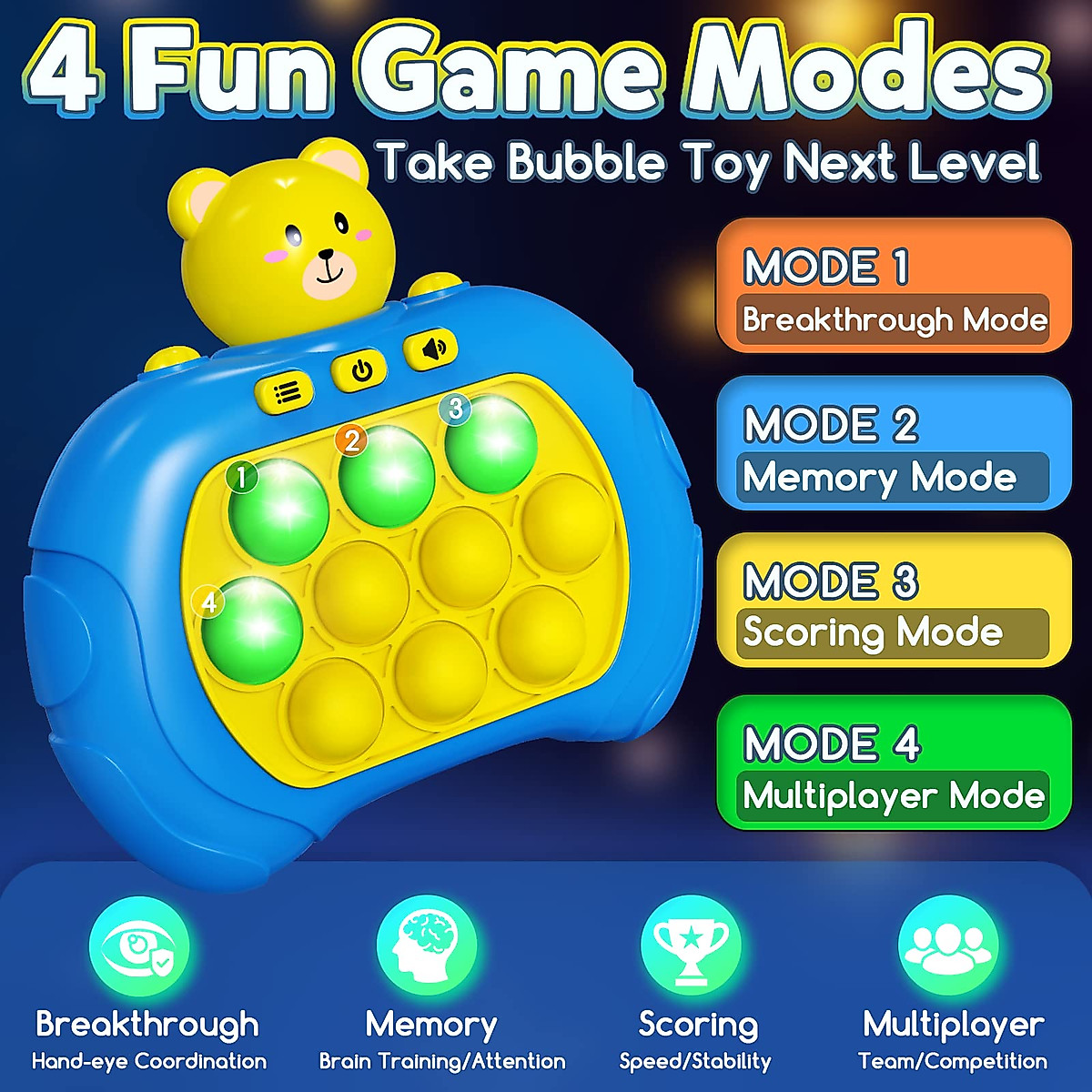 Pop It Game Light Up Fidget Toys - Handheld Sensory Toys for Kids, Teens & Adults - Autism & Birthday Gifts