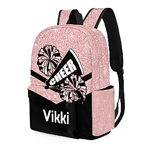 OMFUNS Pink Glitter Cheer Customized Kids Backpack for Girls Cheerleaders Personalized Preschool Toddler Backpack Kindergarten Nursery Bookbag Travel Children School Bag