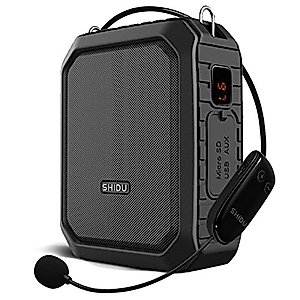 Bluetooth Voice Amplifier Wireless Mic, Waterproof Wireless Microphone and Speaker Set, 18W Personal Mic Headset for Speaking, Rechargeable Megaphone Portable Pa System for Teachers Black