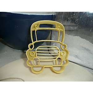 SCHOOL BUS FRONT VIEW CARTOON STYLE DETAILED COOKIE CUTTER MADE IN USA PR4959