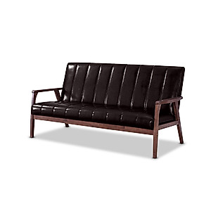 Baxton Studio BBT8011A2-Brown Sofas, 29.45LX63.38WX31.59H, Dark Brown