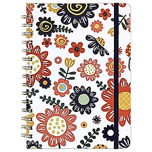 Ruled Notebook/Journal - Lined Journal with Premium Thick Paper, 8.5" X 6.4", College Ruled Spiral Notebook/Journal, Banded with Exquisite Inner Pocket, Waterproof Hardcover with Colorful Pattern